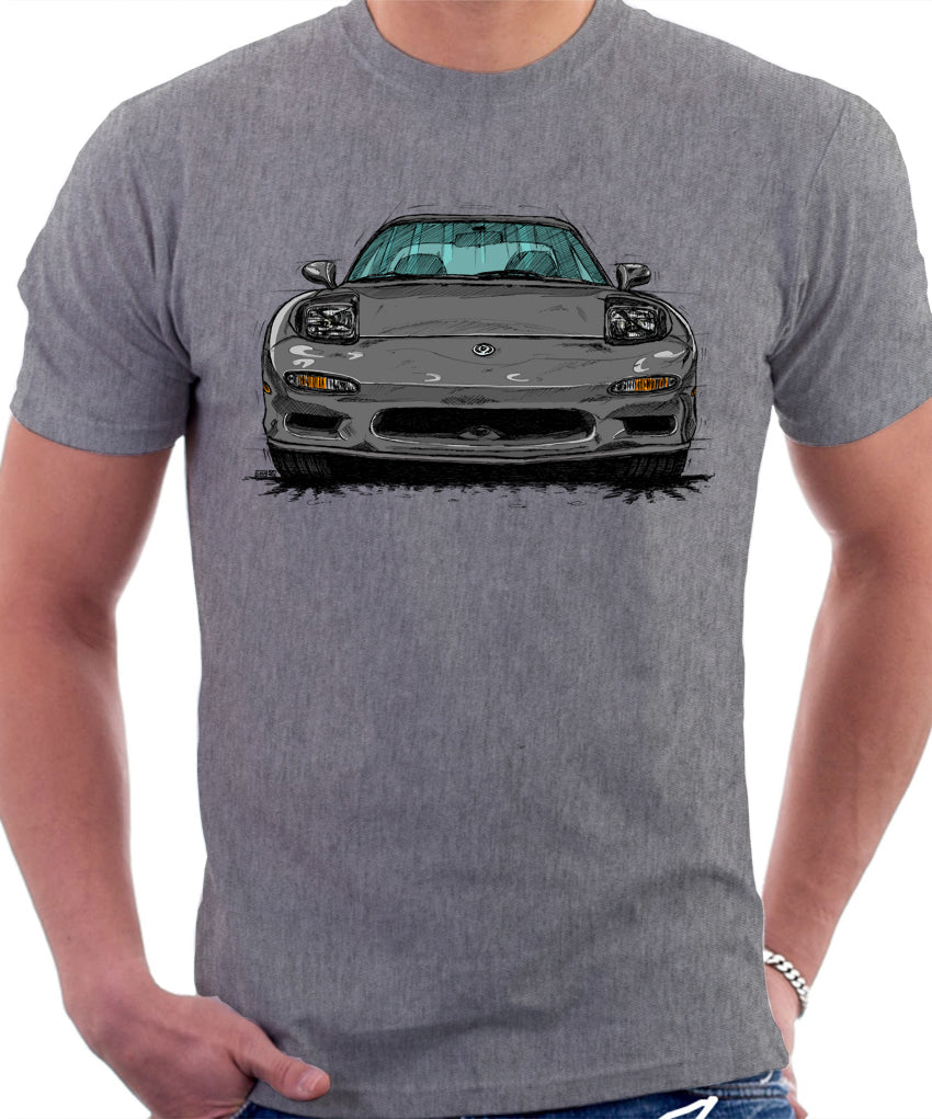 Mazda RX7 FD Early Model Lights Open. T-shirt in Heather Grey Color ...